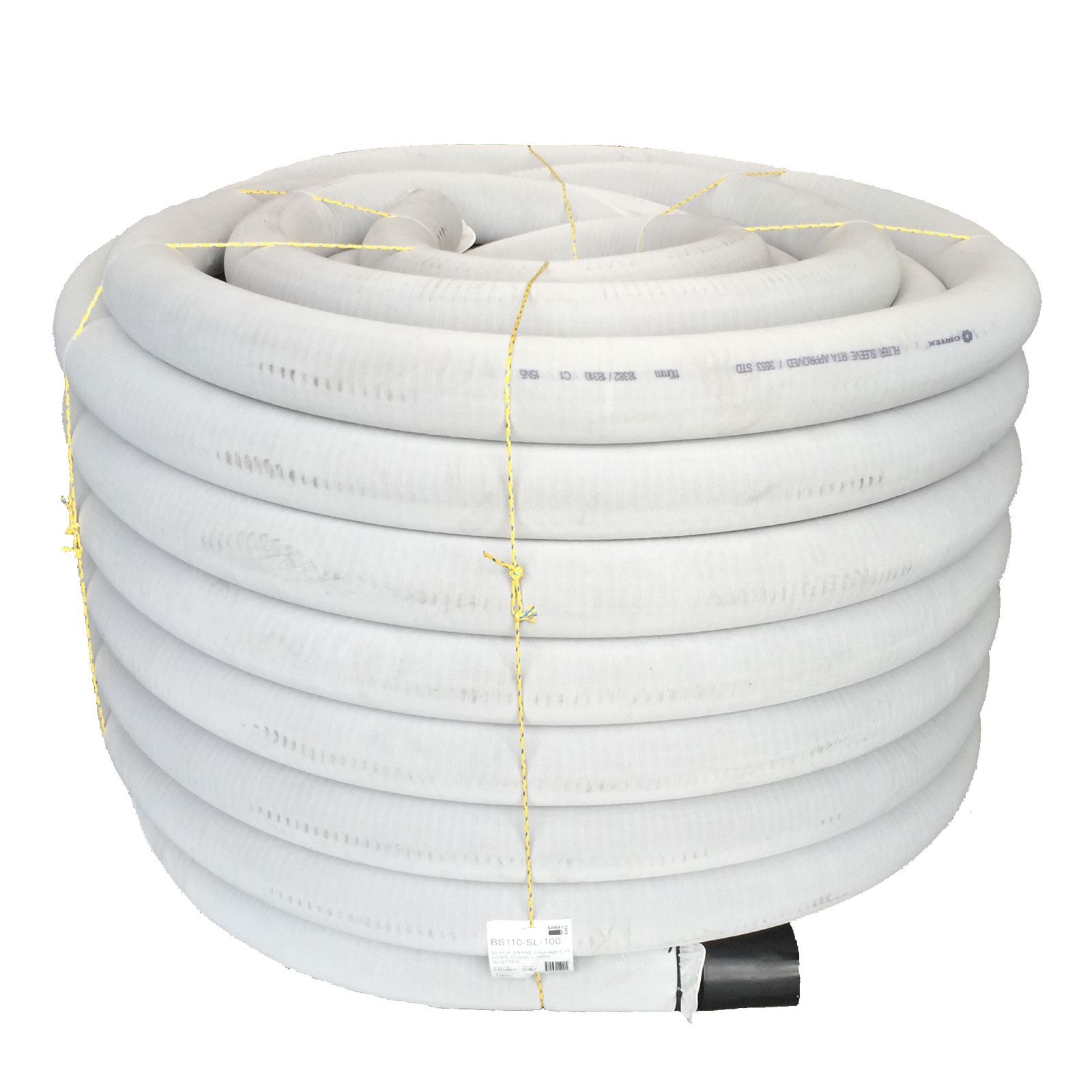 110mm x 100m Slotted Black Snake Drainage Pipe with Filter Sock – Water ...